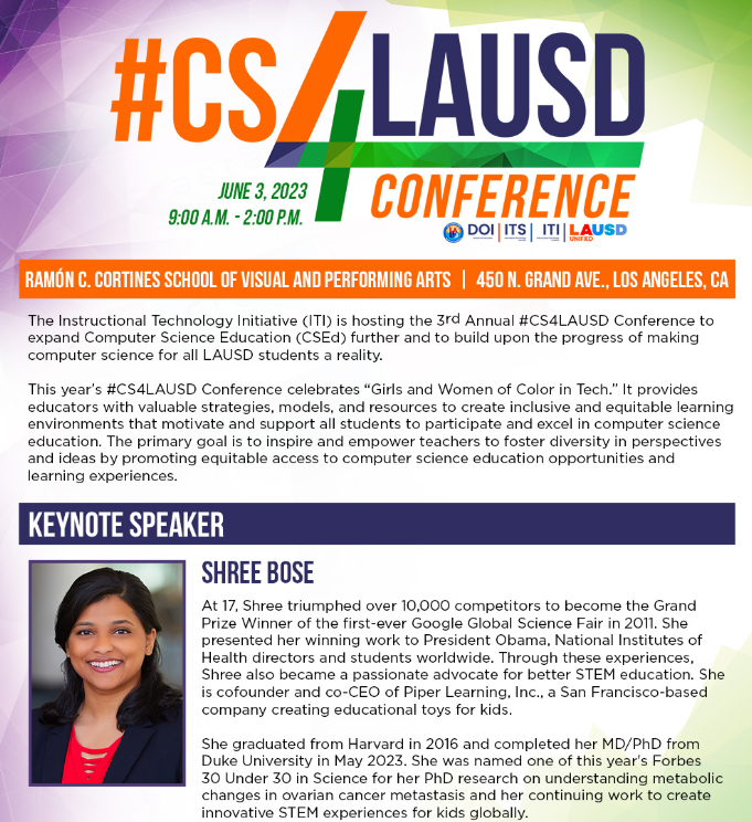 Shree Bose Keynote #CS4LAUSD 2023 – Piper